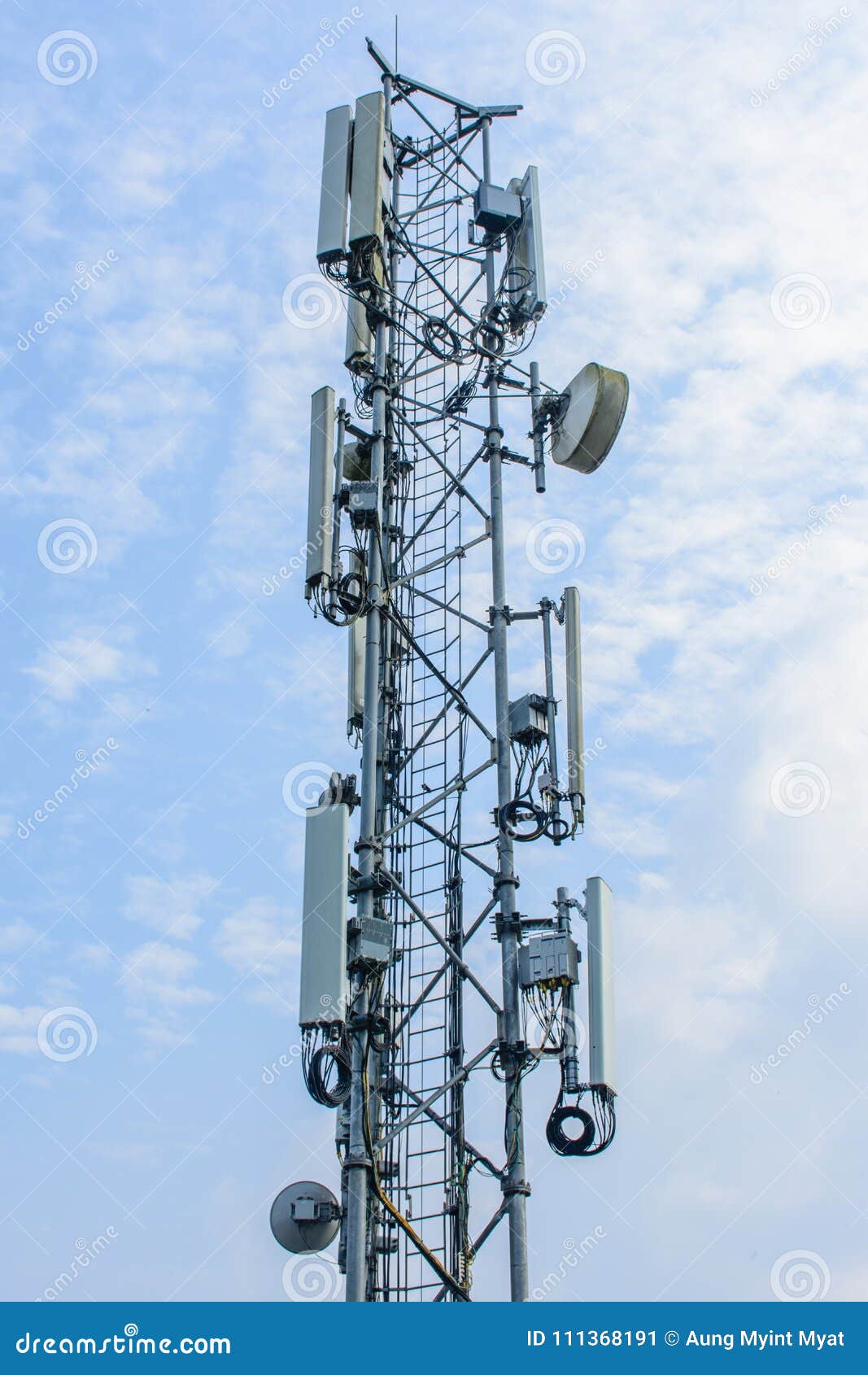 Mobile Telecom Tower With Blue Sky Stock Image - Image of medium ...