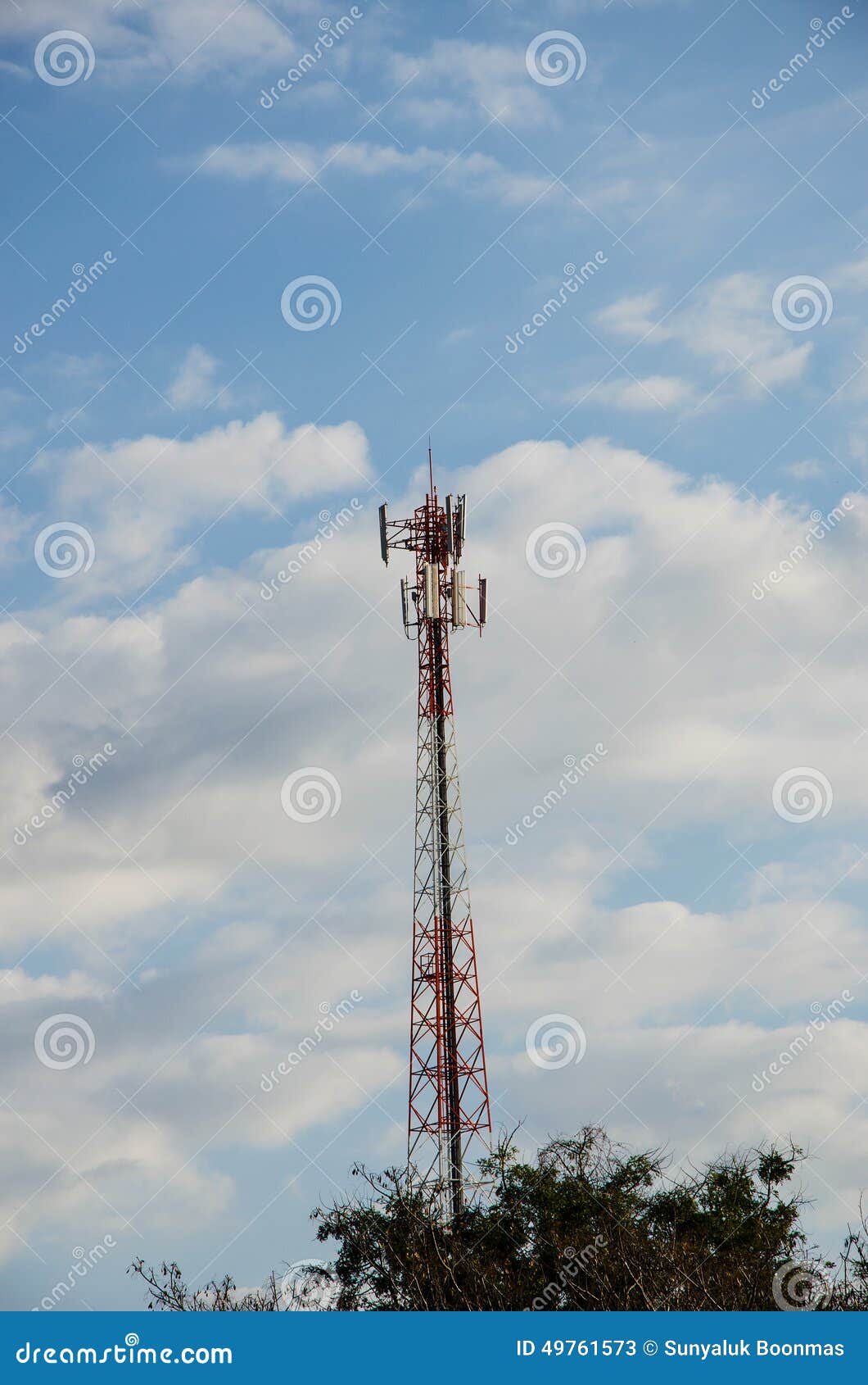 Mobile Telecommunication Post with Blue Sky. Stock Image - Image of ...