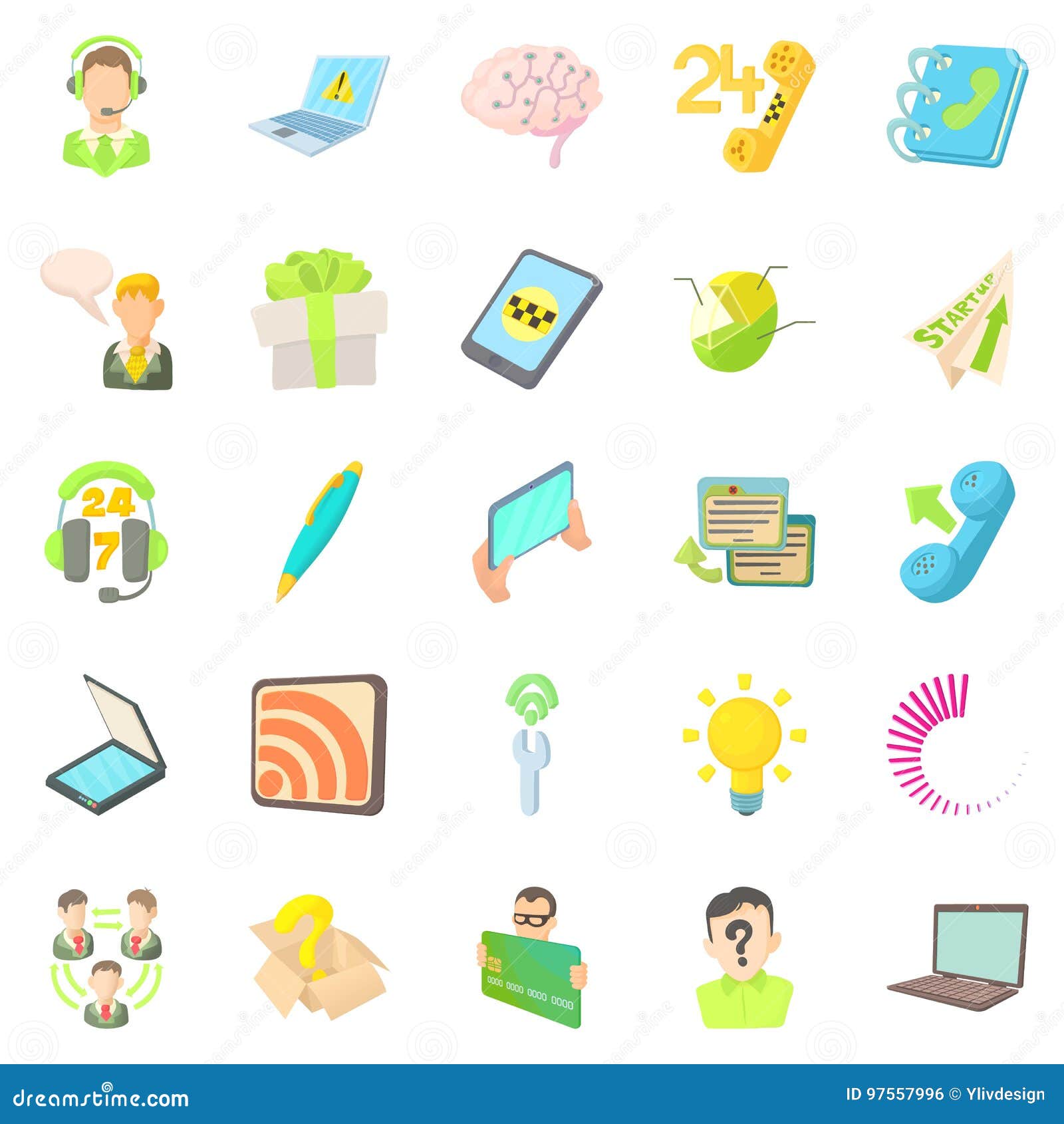 Mobile Telecommunications Icons Set, Cartoon Style Stock Vector ...