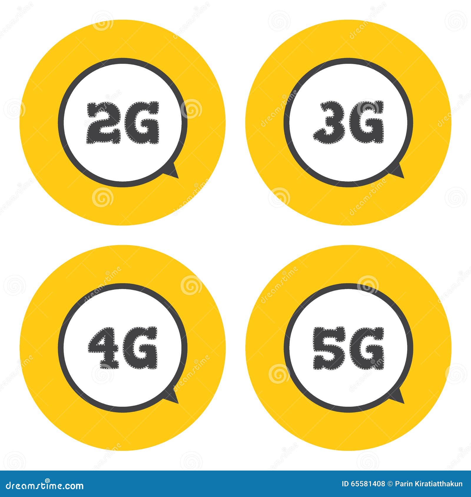 Mobile Telecommunications Icons. 3G, 4G, 5G And LTE Symbols. Cartoon ...