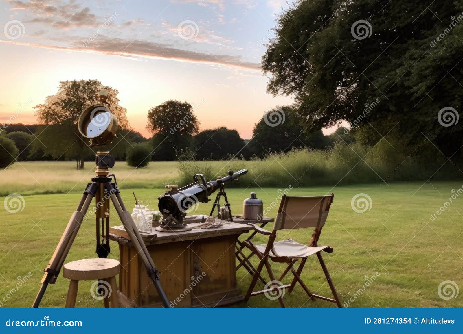 Mobile Telescope Setup in a Serene Countryside Setting Stock Photo ...