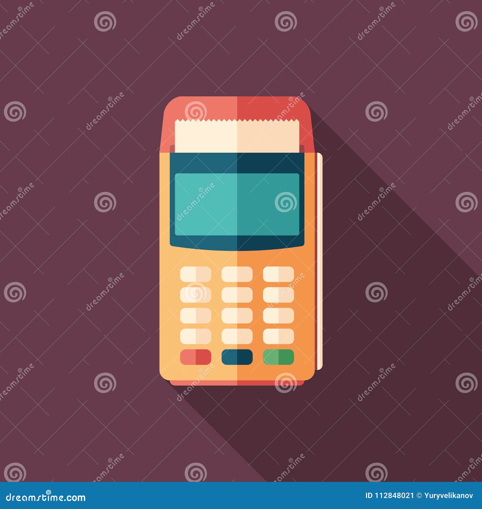 Mobile Terminal Flat Square Icon with Long Shadows. Stock Vector ...