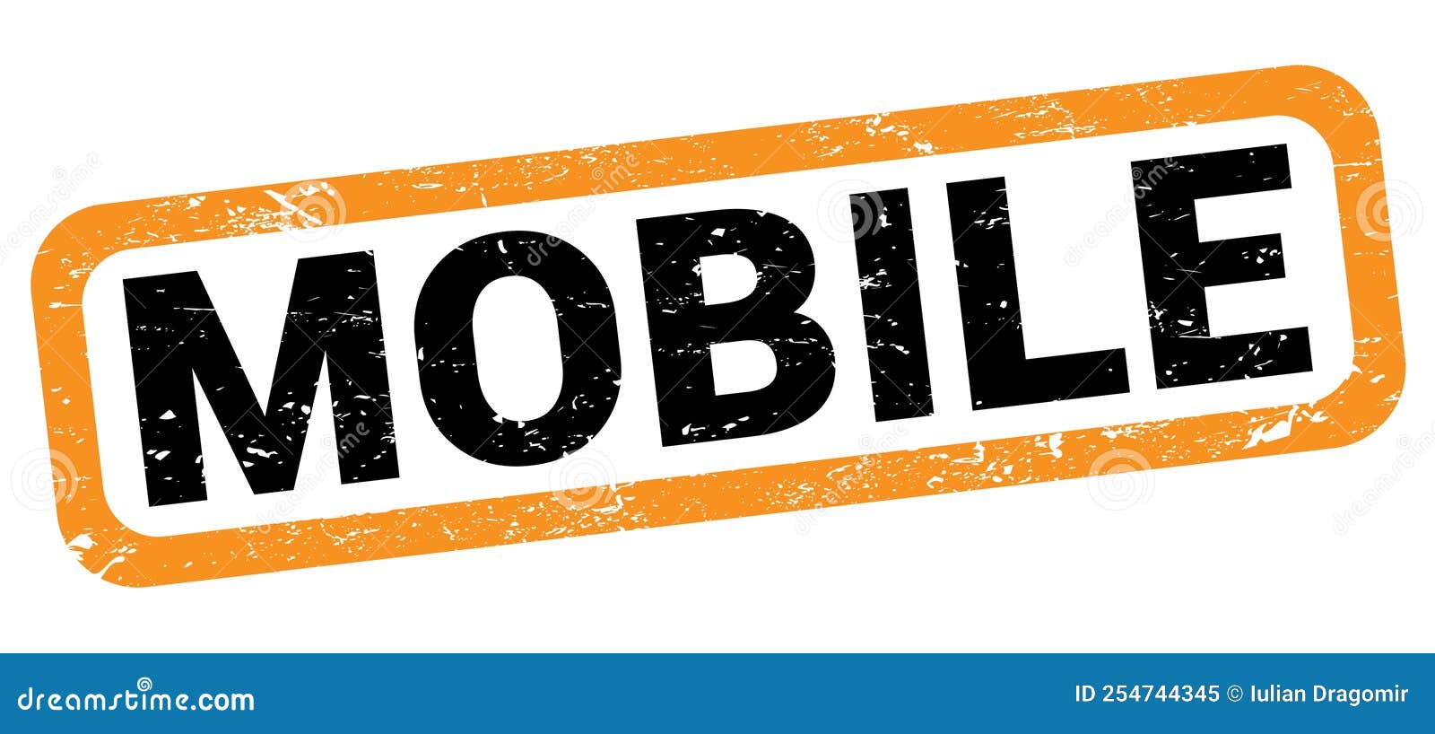 MOBILE Text Written on Orange-black Rectangle Stamp Stock Illustration ...