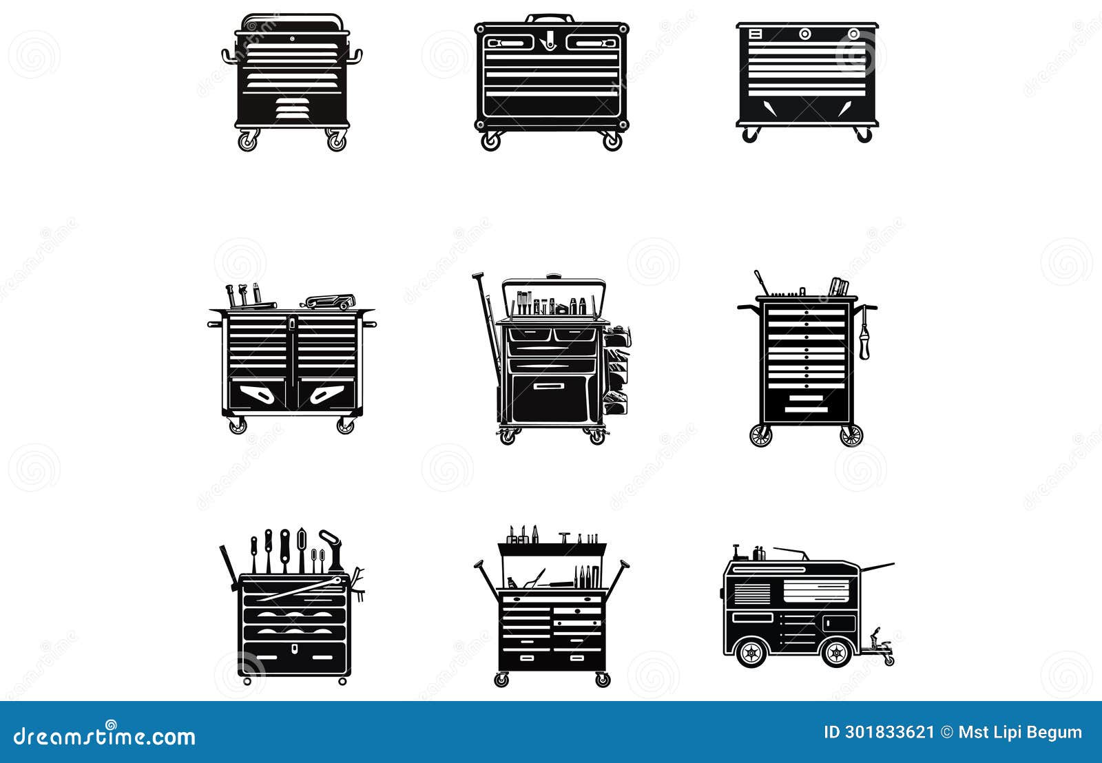 Mobile Tools Cabinet Silhouette, Mobile Tools Cabinet Vector Stock ...