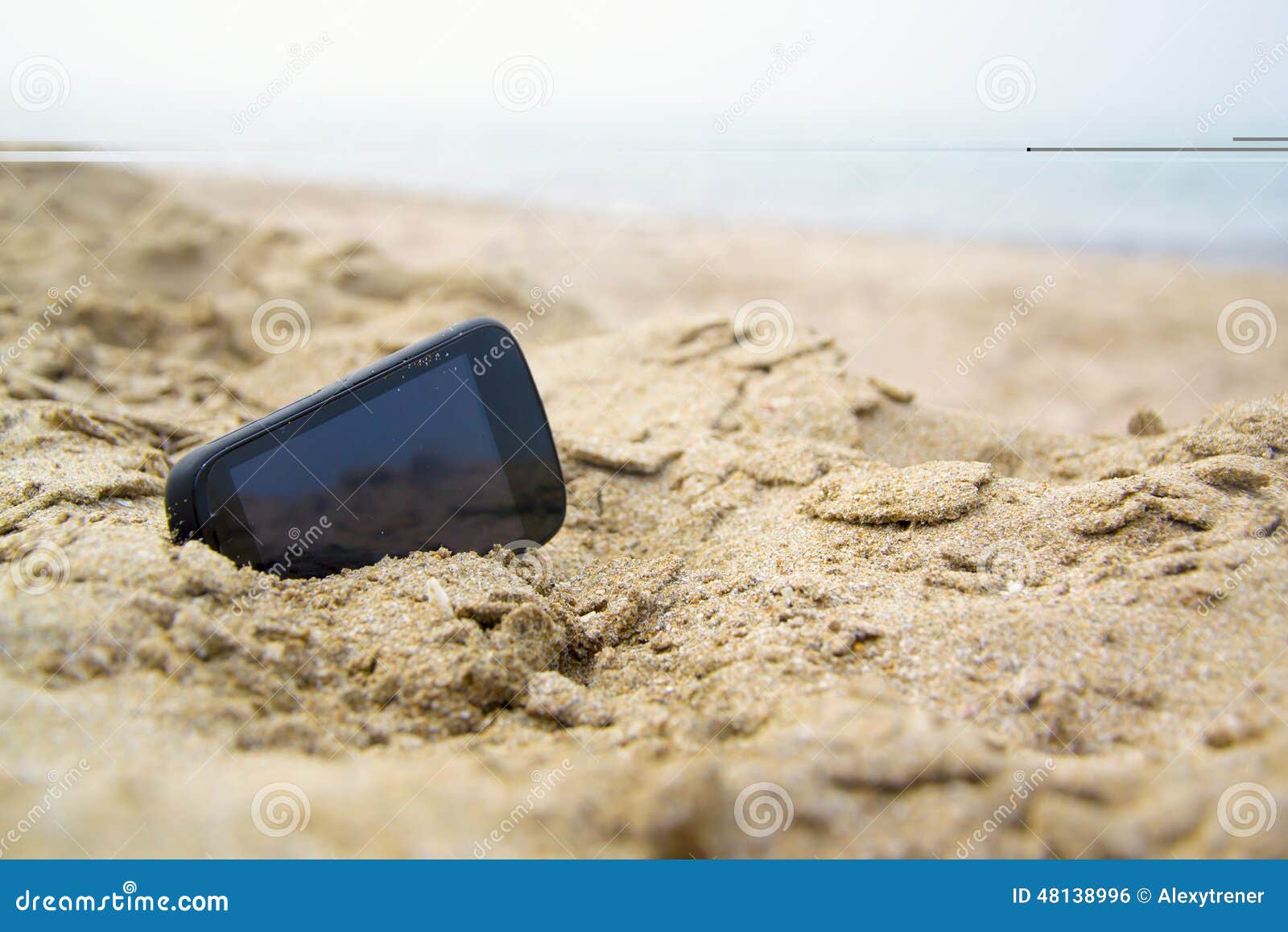 Mobile Touch Phone in Sand on Beach Stock Photo - Image of freedom ...