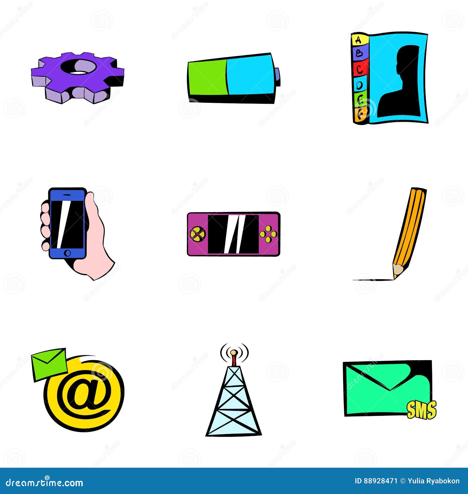 Mobile Tower Icons Set, Cartoon Style Stock Vector - Illustration of ...