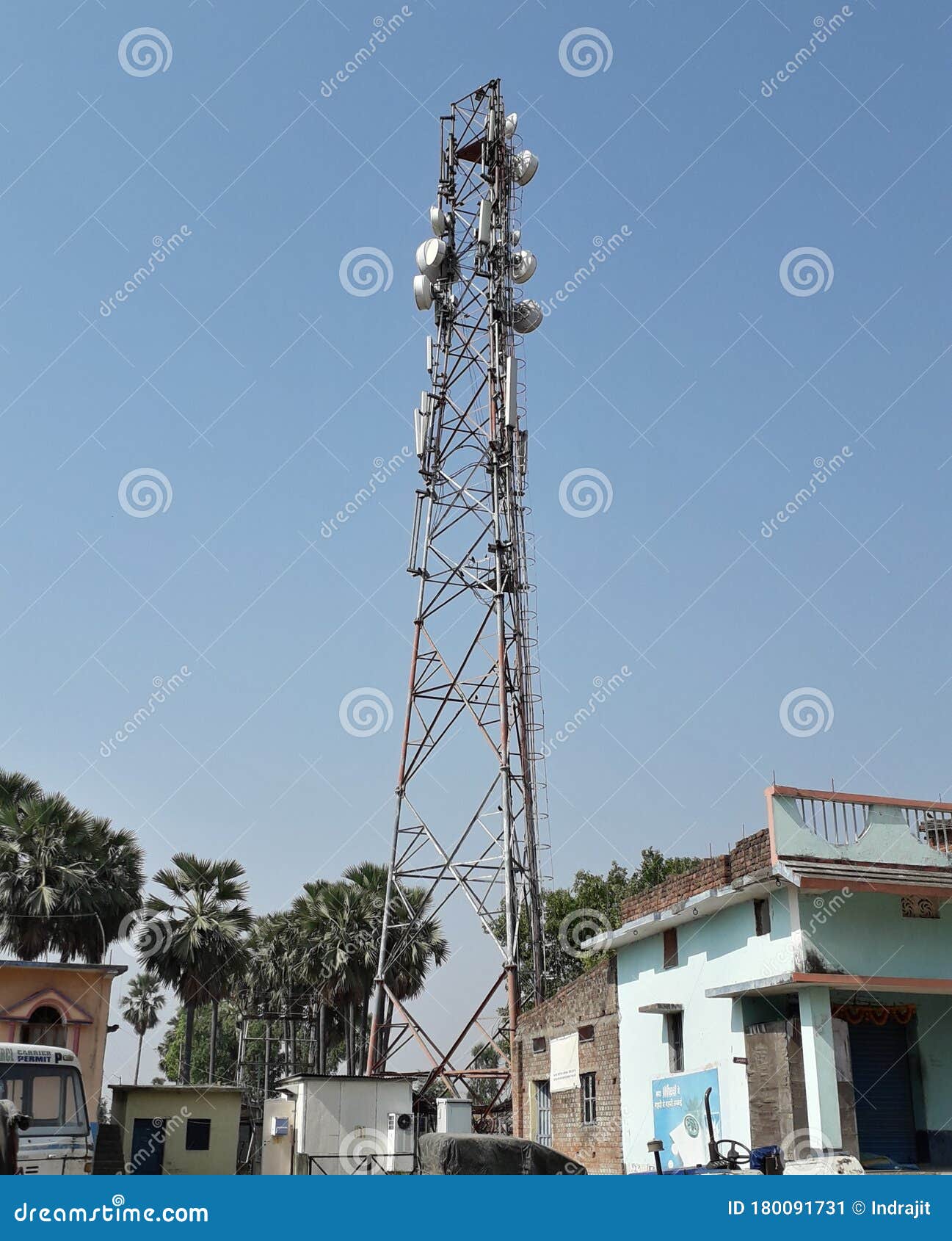 Mobile Tower in Rural Area of India Stock Image - Image of mast, spire ...