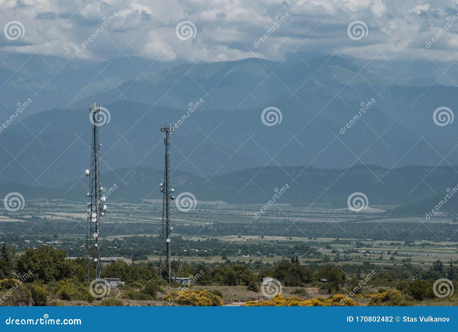 Mobile Towers on the Background of Mountains, Telecommunications Stock ...