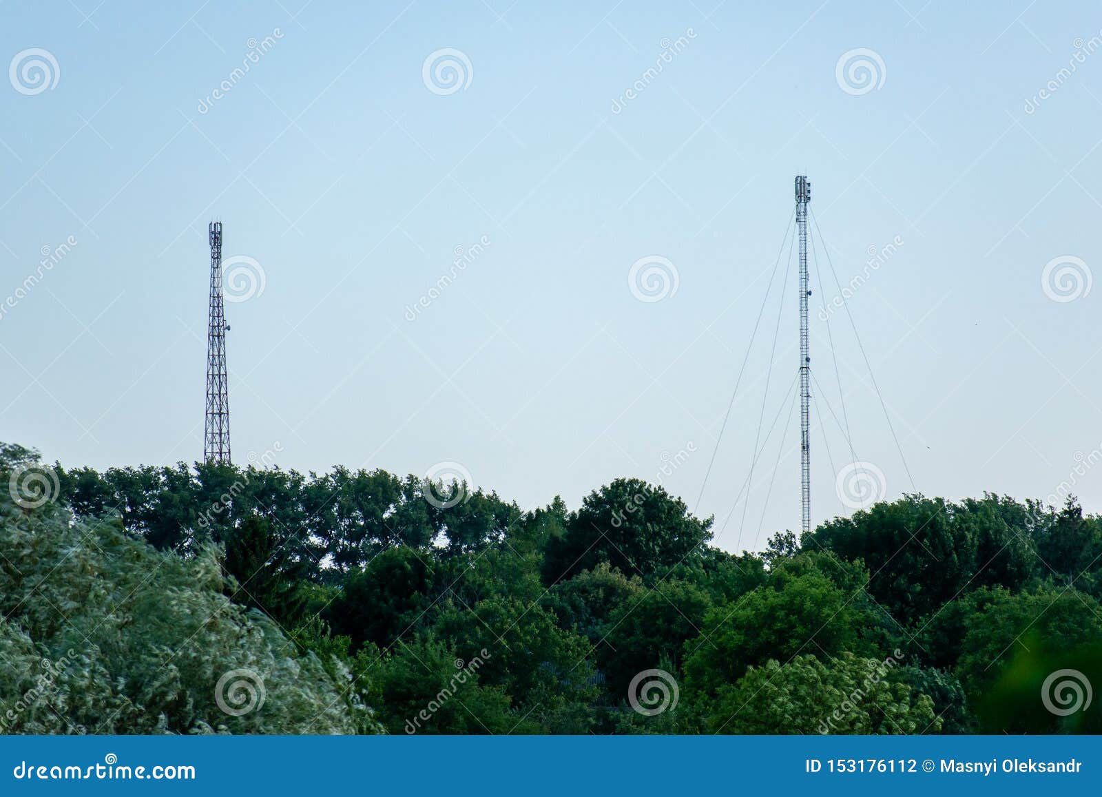 Mobile Mobile Towers 3G 4G 5G 6G Over the Woods Stock Photo - Image of ...
