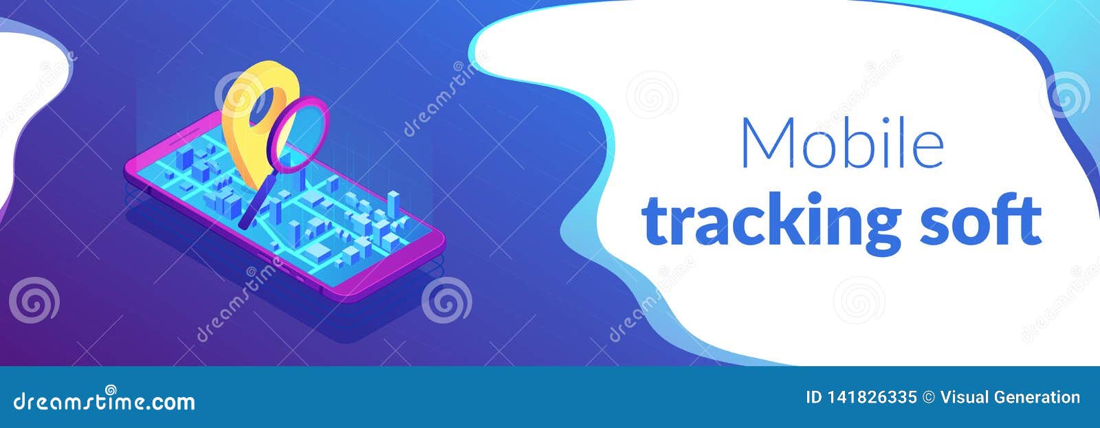 Mobile Tracking Soft Isometric 3D Banner Header. Stock Vector ...