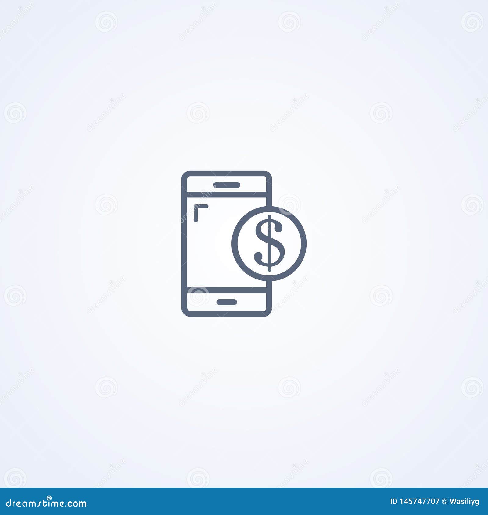 Mobile Transactions Money Dollar Phone Smartphine Icon. Vector Symbol ...