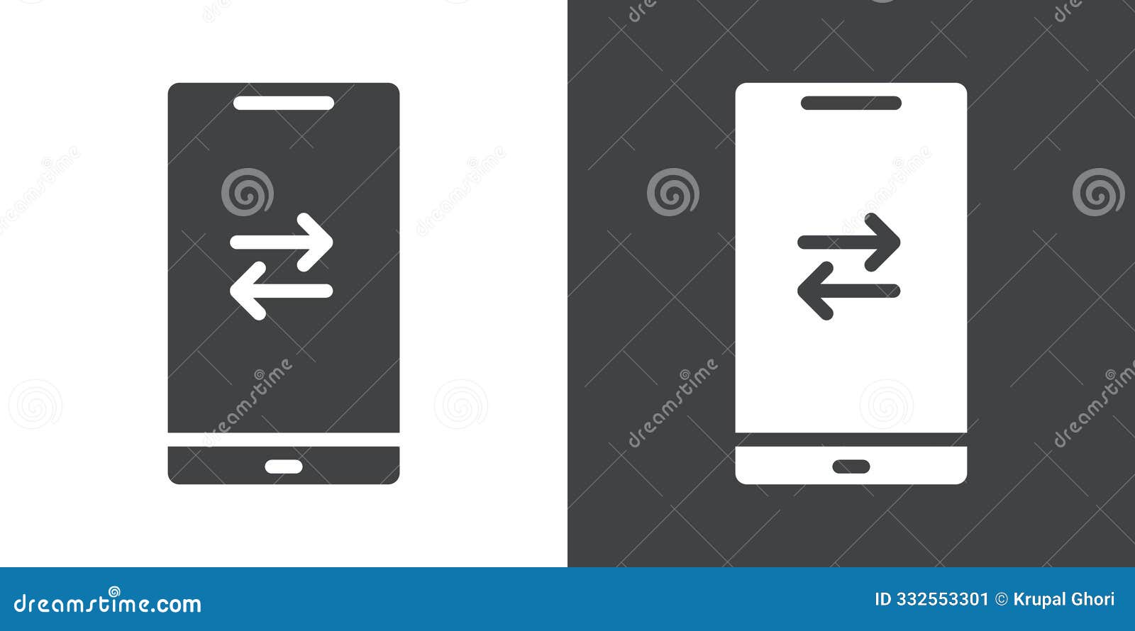 Mobile Transfer Payment Icon Flat Set in Black and White Color Stock ...