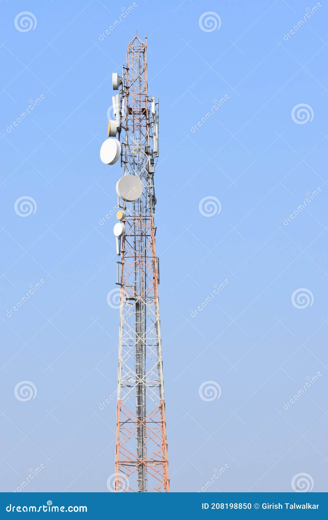 Mobile Transmission Tower with Open Blue Sky Communication Cell Phone ...
