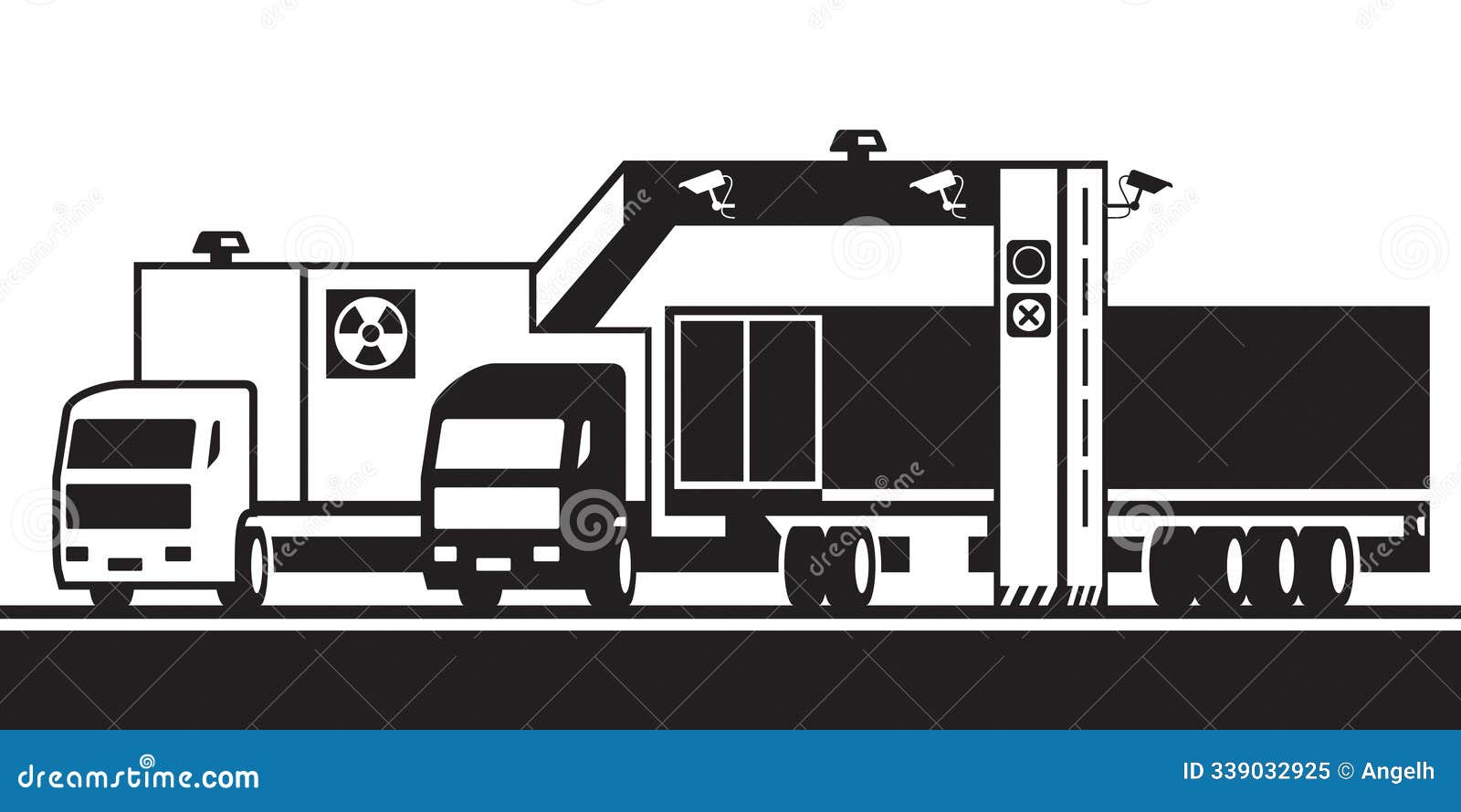 Mobile Truck and Cargo X Ray Scanning at Customs House Stock Vector ...