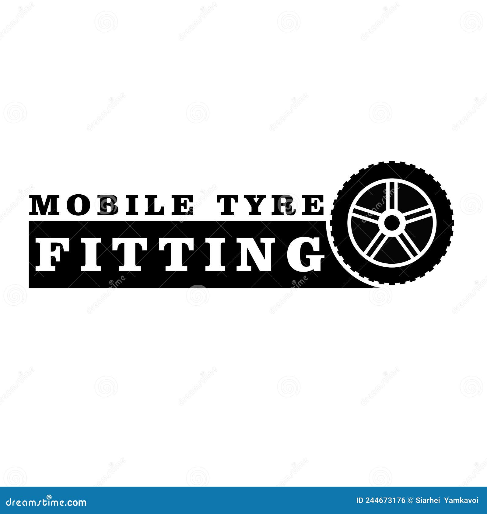 Mobile Tyre Fitting Logo. Car Wheel with Banner and Text Stock Vector ...