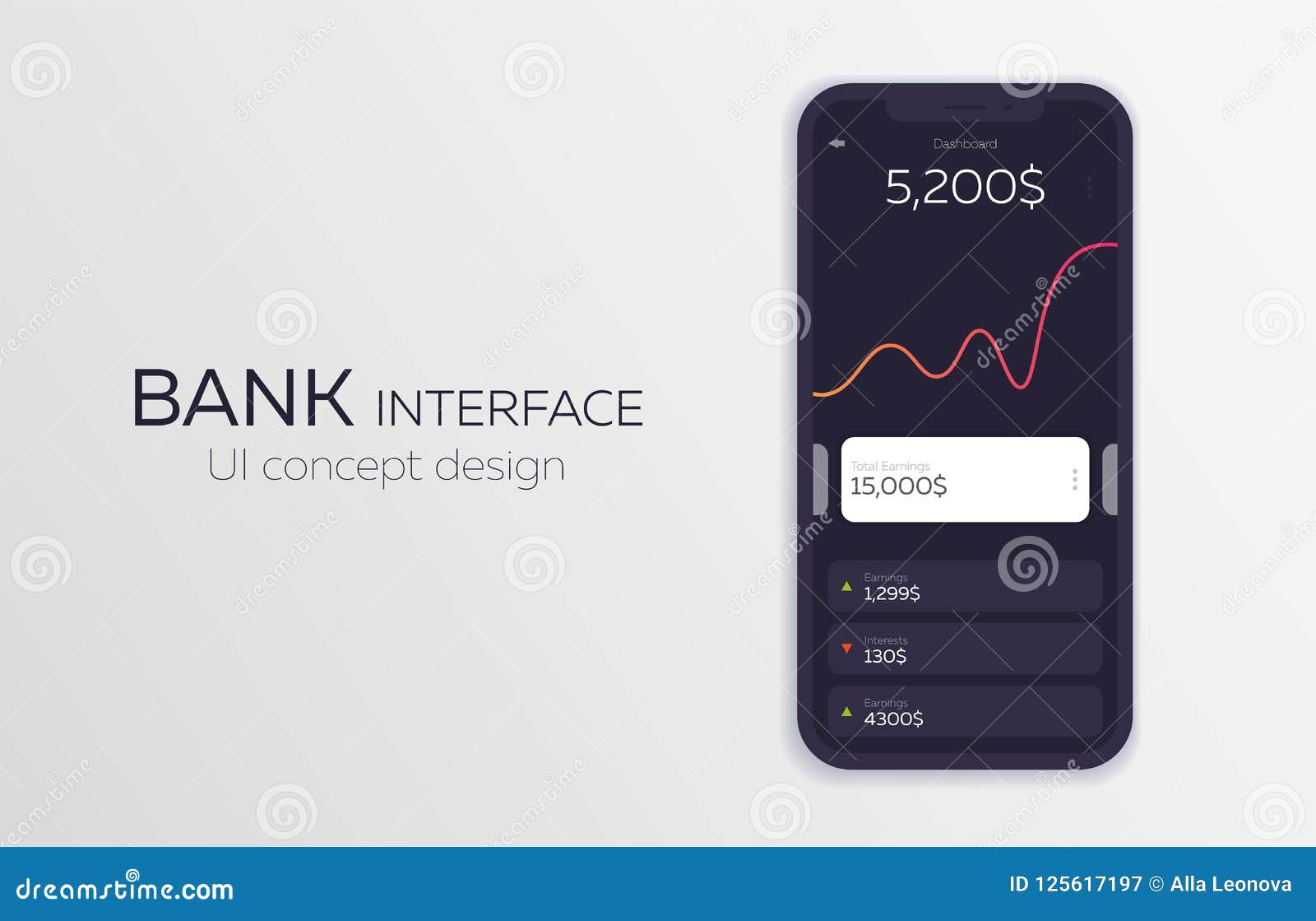 Mobile UI Design Concept. Bank Interface Application. Vector ...
