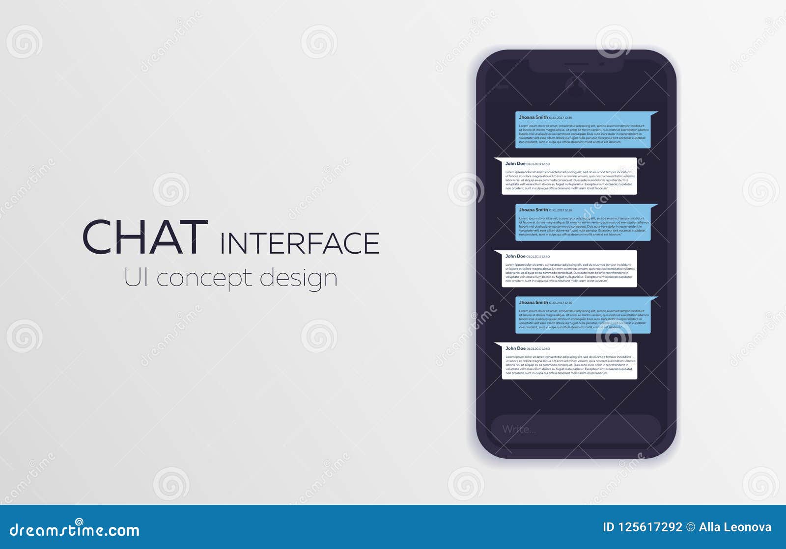 Mobile UI Design Concept. Trendy Chat Application with Dialogue Window ...