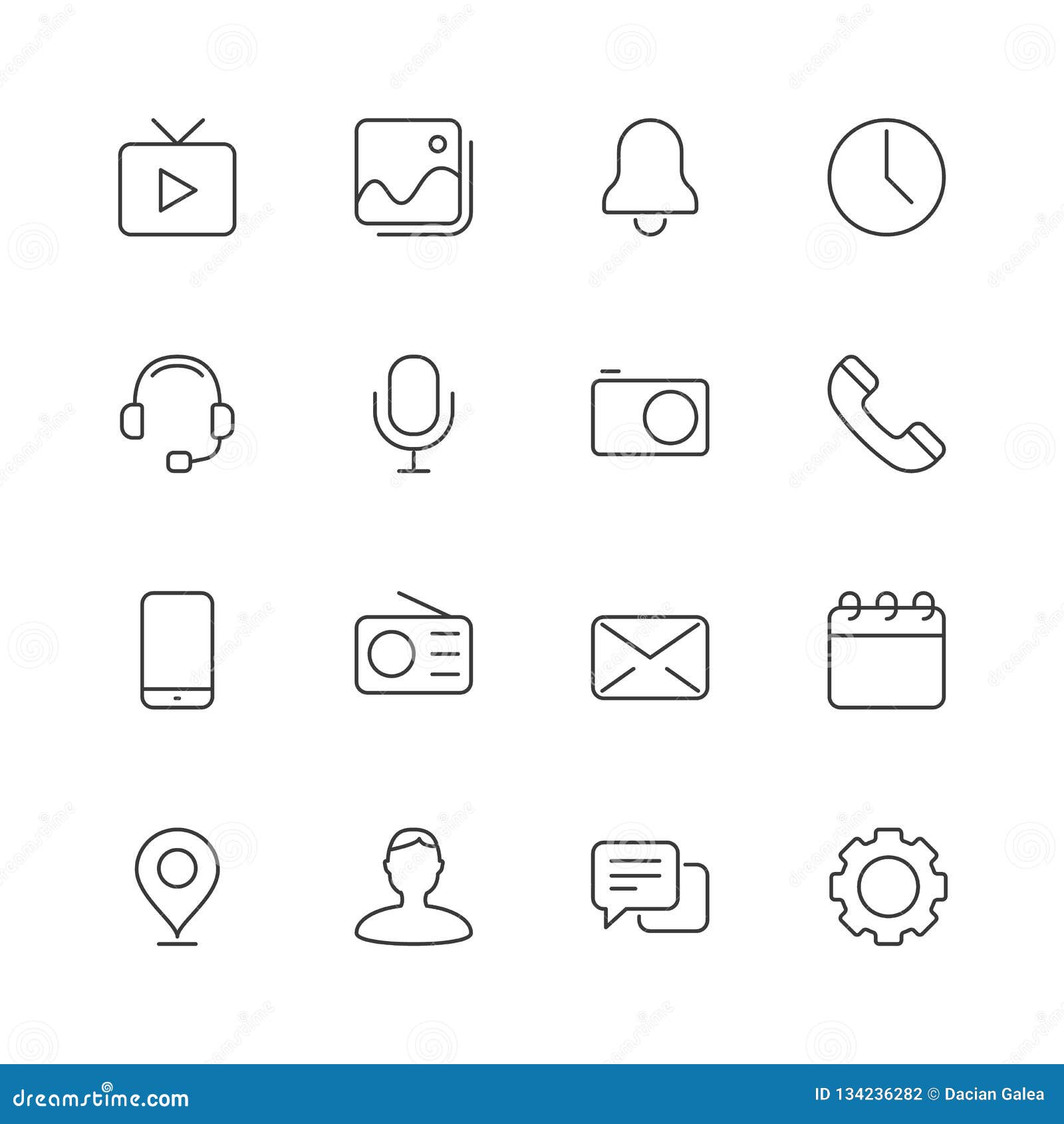 Mobile Ui Interface Icons. Editable Stroke. Stock Vector - Illustration ...
