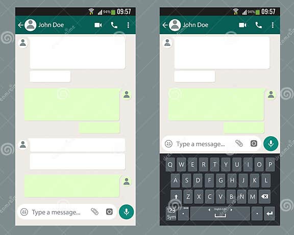 Mobile UI Kit Chat App with Mobile Keyboard Template on Smartphone ...