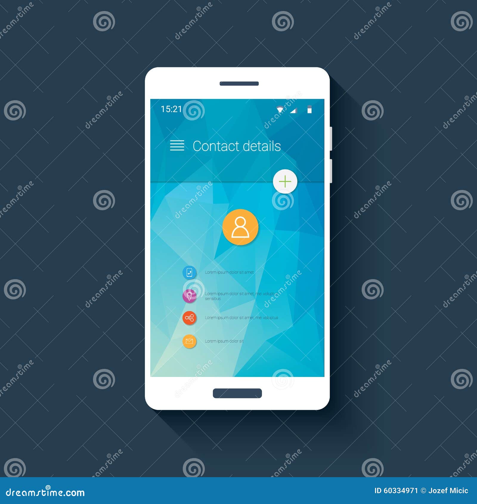 Mobile Ui Template with Contact Menu Icon Set on Stock Vector ...