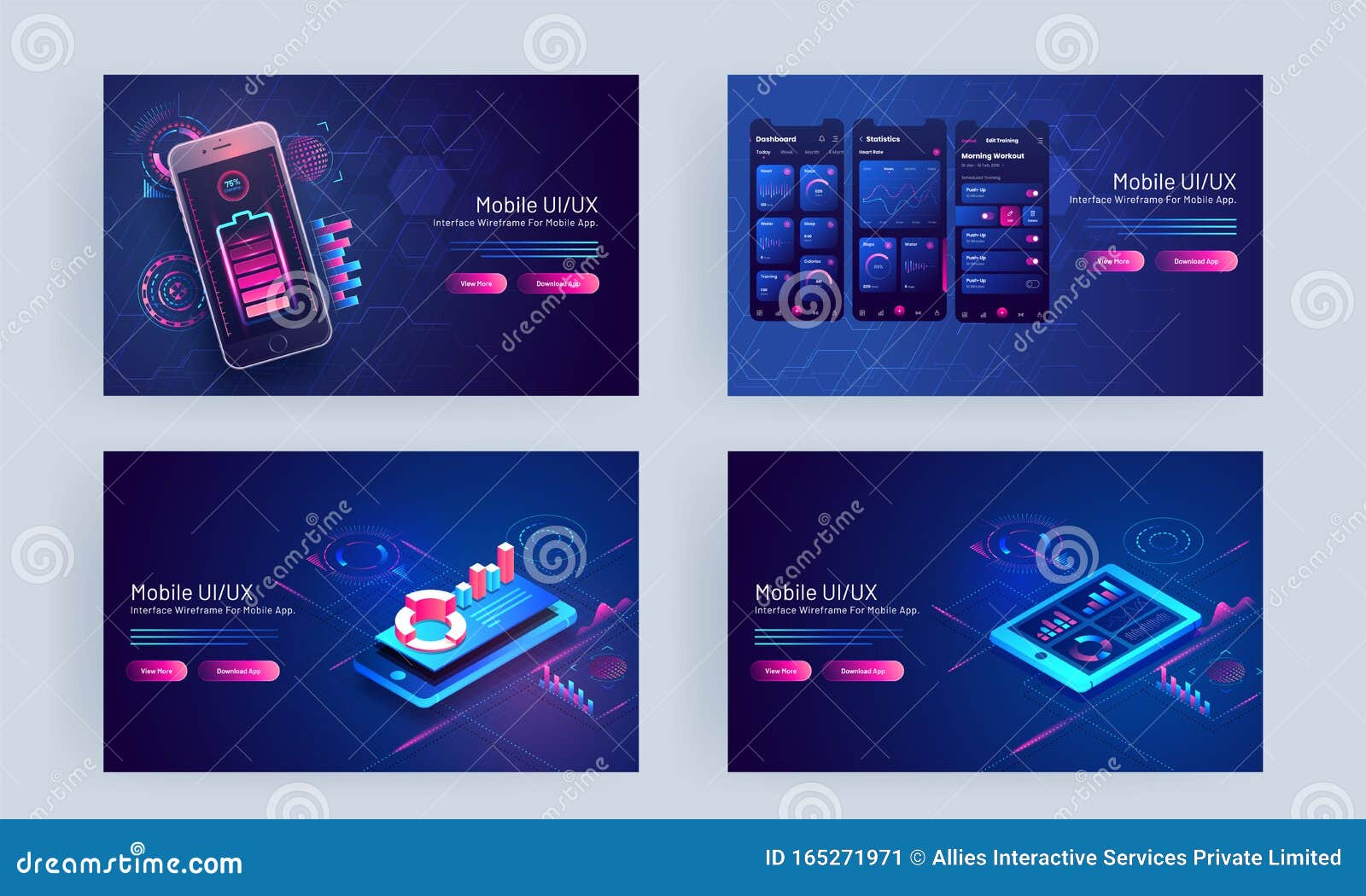 Mobile UI/UX Concept Based Landing Page Set with Smartphone and ...