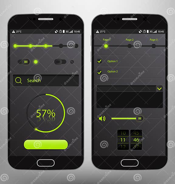 Mobile UI Vector Template Kit Stock Vector - Illustration of user ...