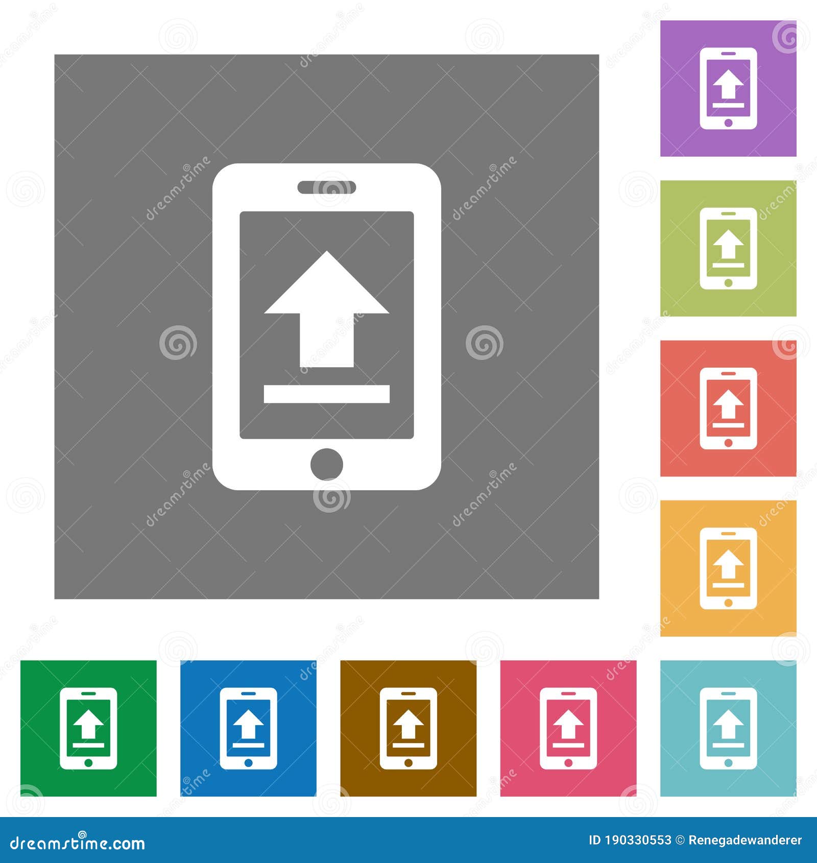 Mobile Upload Square Flat Icons Stock Vector - Illustration of device ...