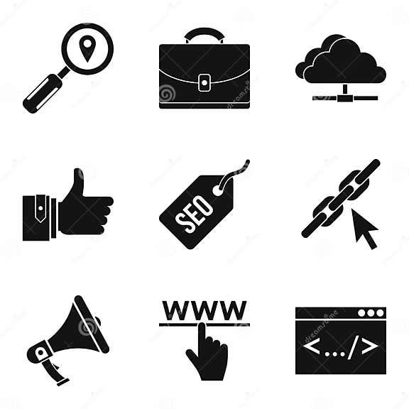 Mobile Usage Icons Set, Simple Style Stock Vector - Illustration of ...