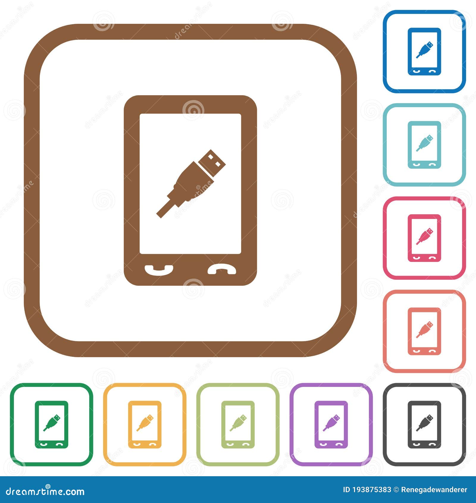 Mobile Usb Connection Simple Icons Stock Illustration - Illustration of ...