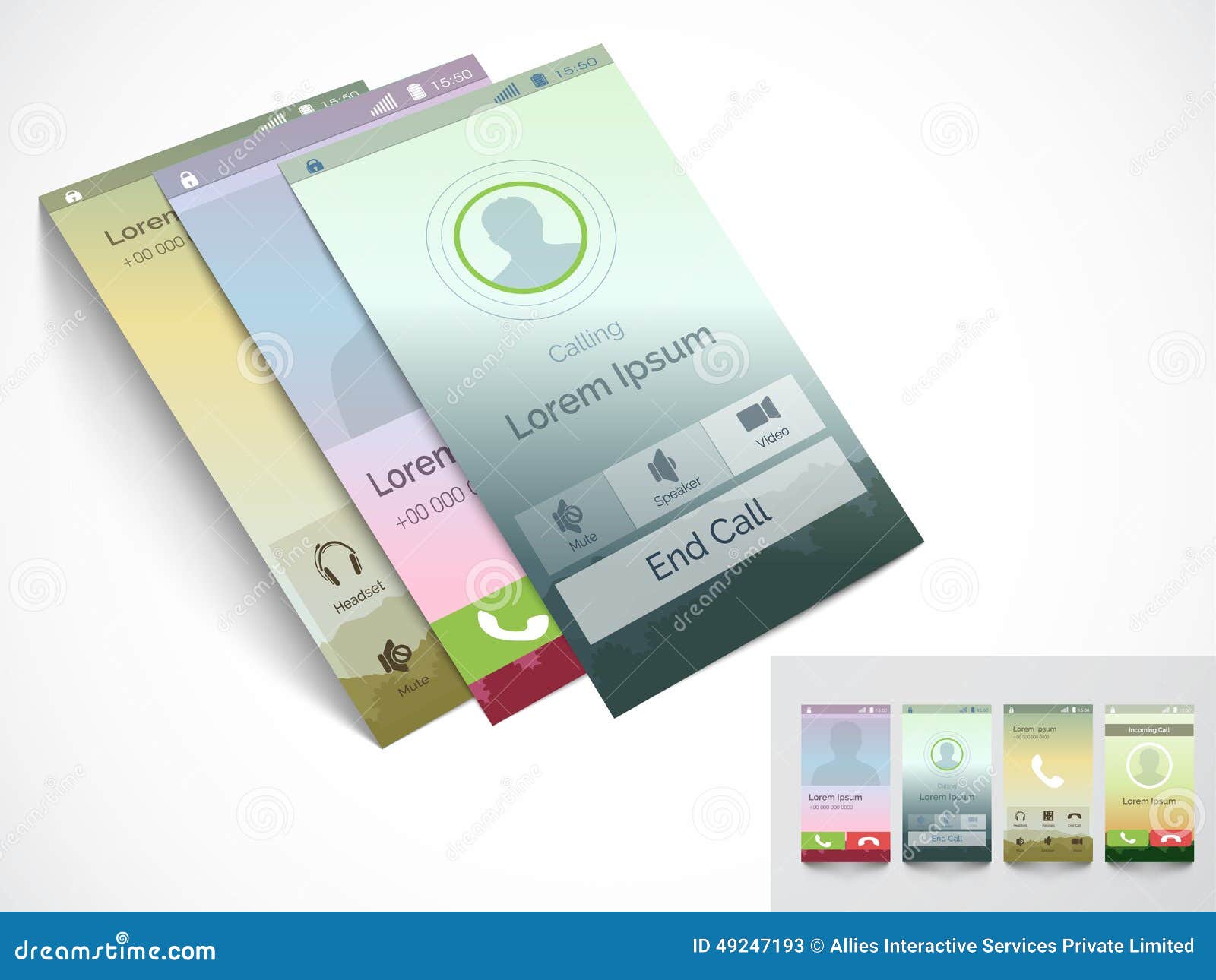 Mobile User Interface with Calling Layout. Stock Illustration ...