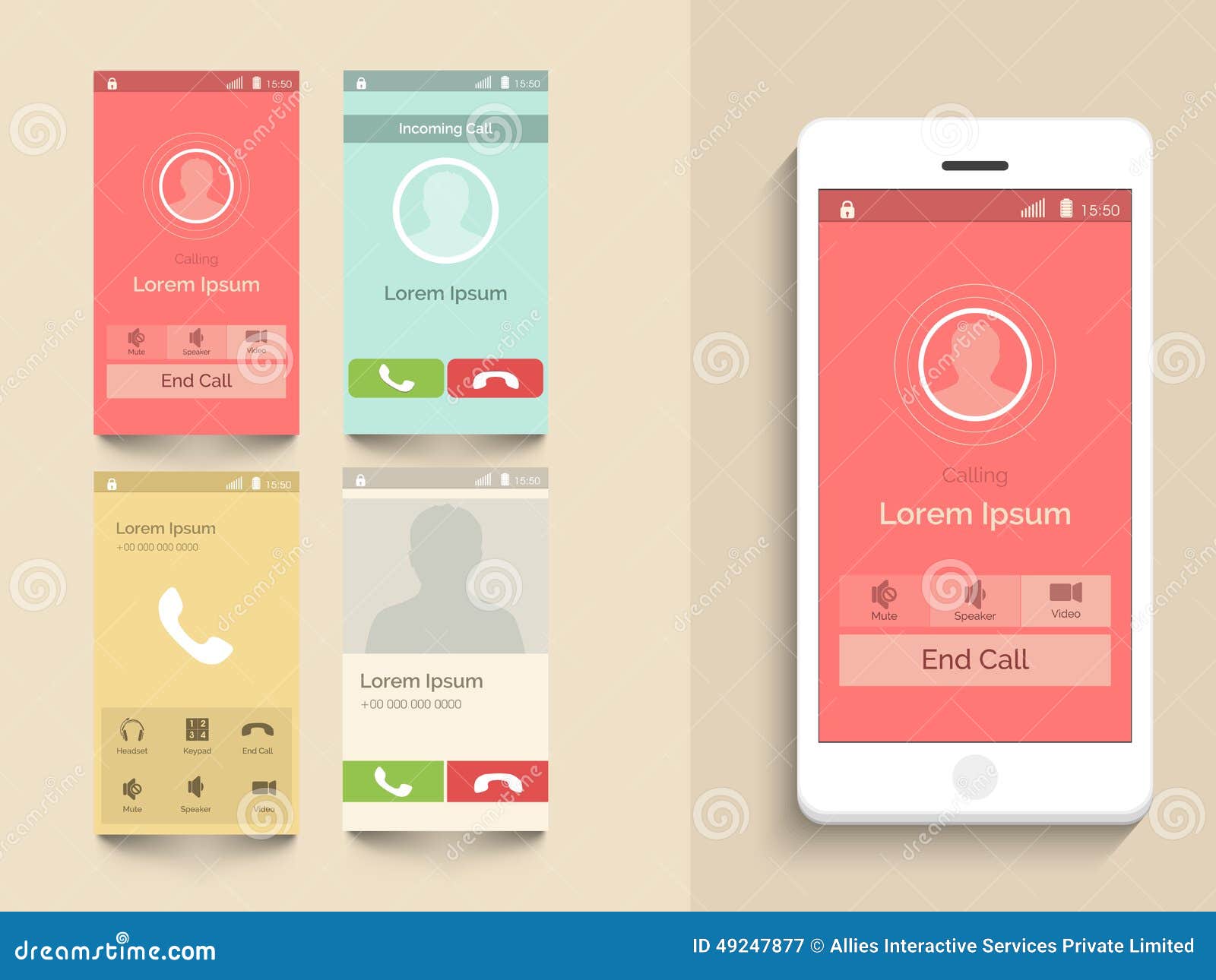 Mobile User Interface with Calling Layout. Stock Illustration ... Mobile User Interface with Calling Layout. Stock Illustration ...