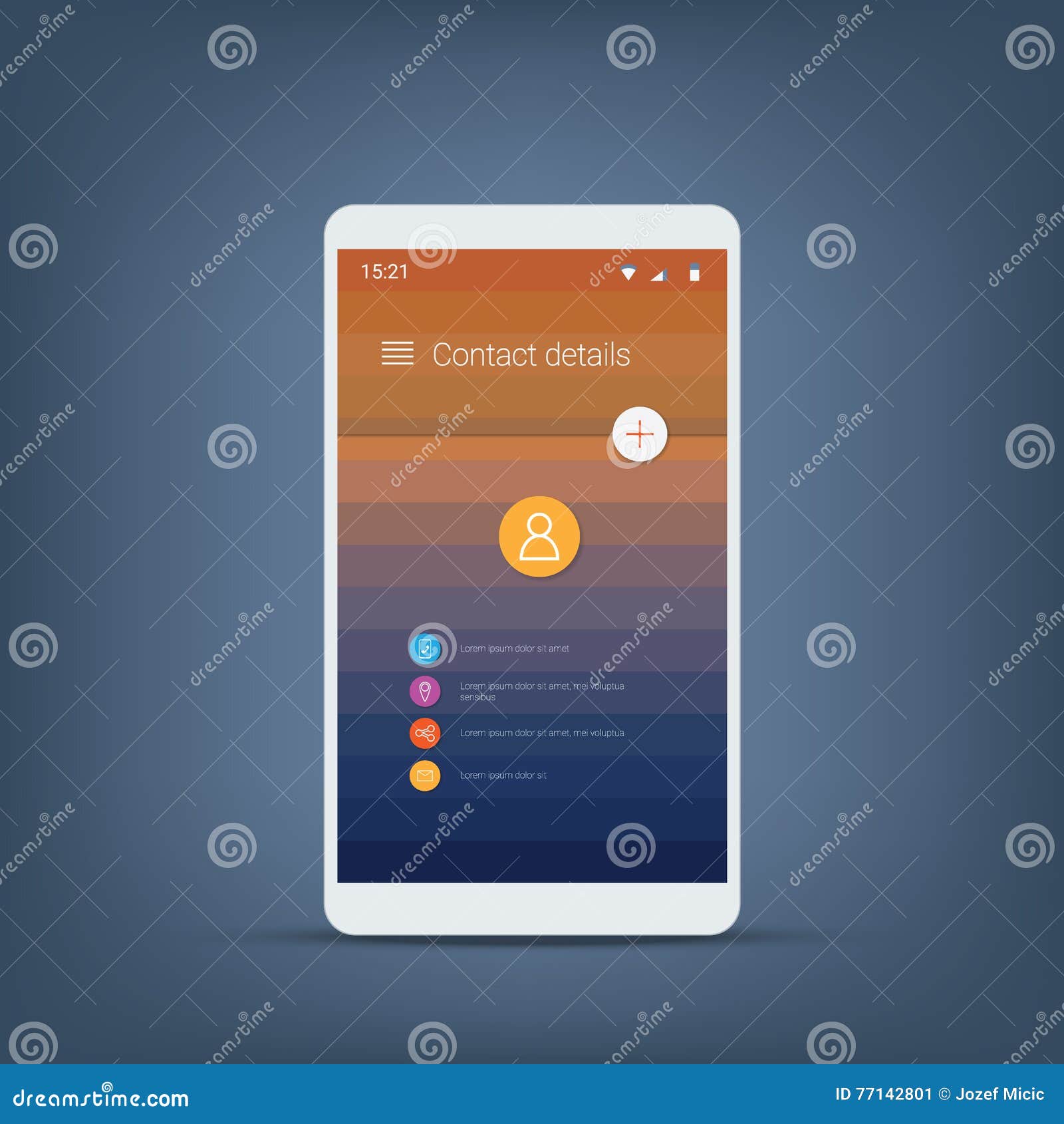 Mobile User Interface for Contacts Screen in Modern Material Design ... Mobile User Interface for Contacts Screen in Modern Material Design ...