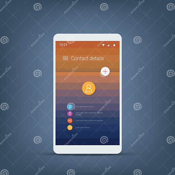 Mobile User Interface for Contacts Screen in Modern Material Design ...