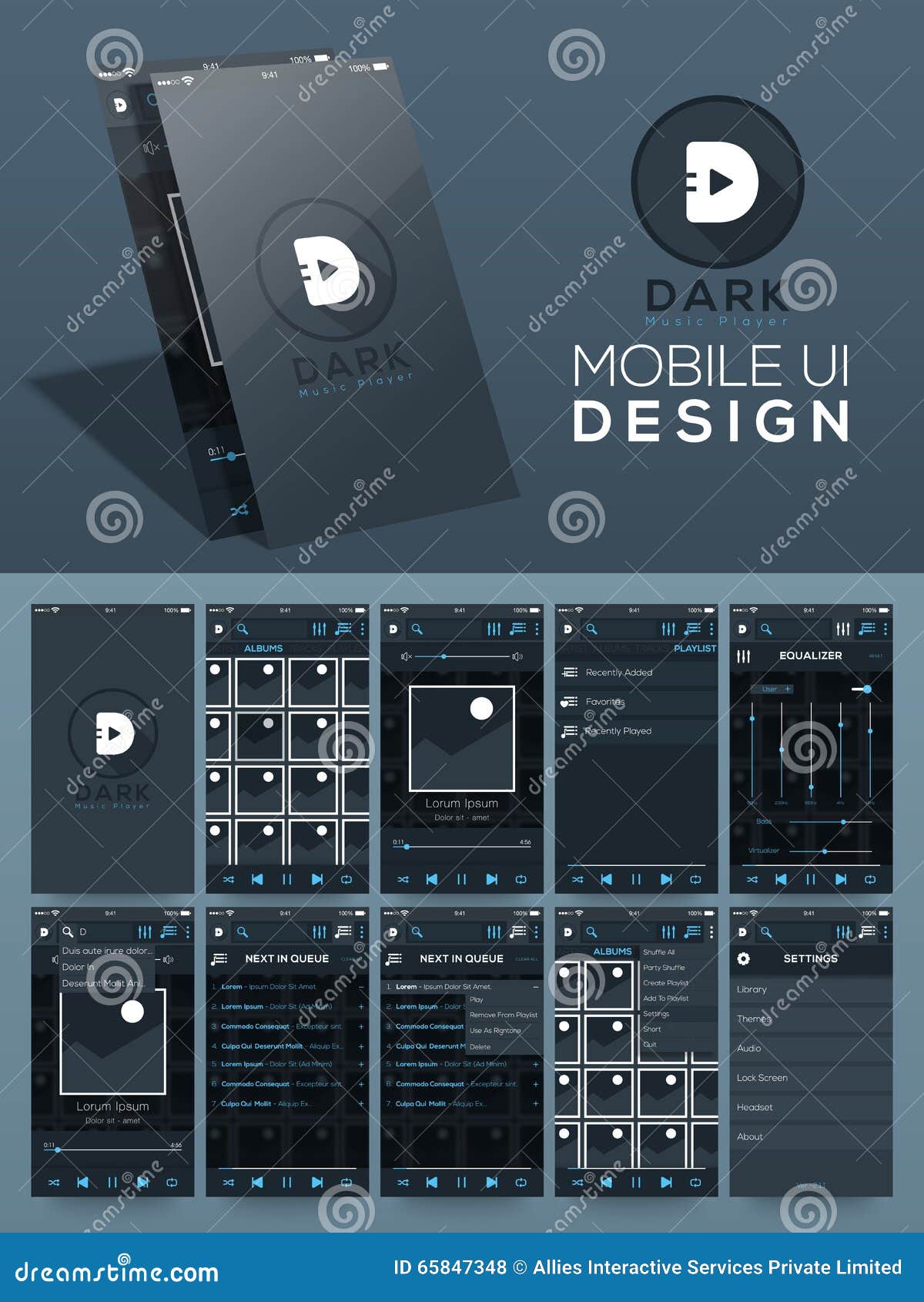Mobile User Interface Kit of Music Player. Stock Illustration - Illustration of management ...