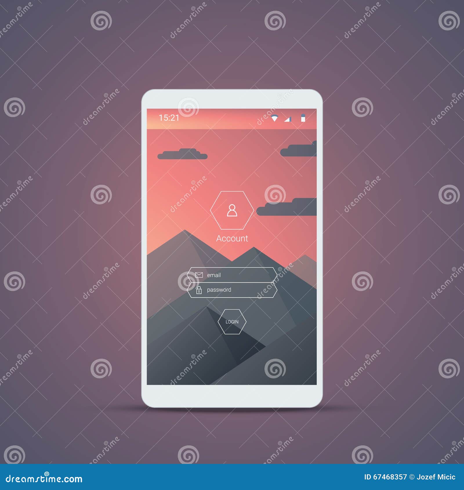 Mobile User Interface Login Screen. Smartphone Icons for Account and ...