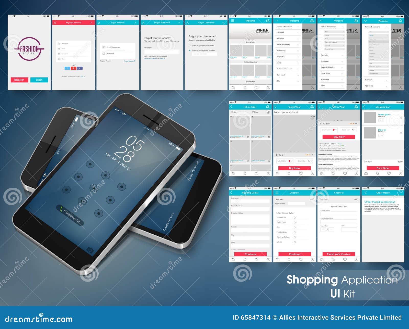 Mobile User Interface for Online Shopping Concept. Stock Illustration ... Mobile User Interface for Online Shopping Concept. Stock Illustration ...
