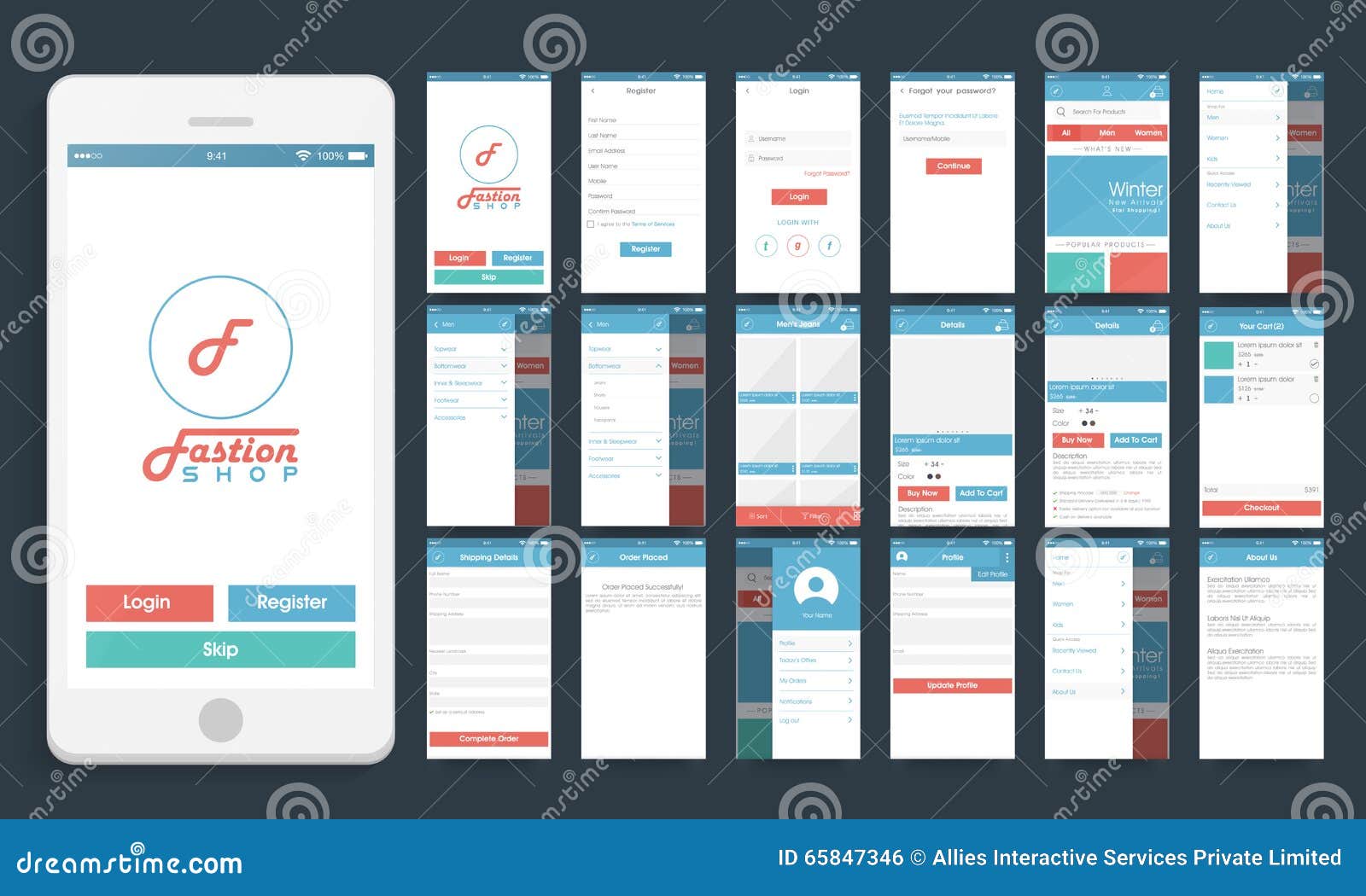 Mobile User Interface for Online Shopping Concept. Stock Illustration ...