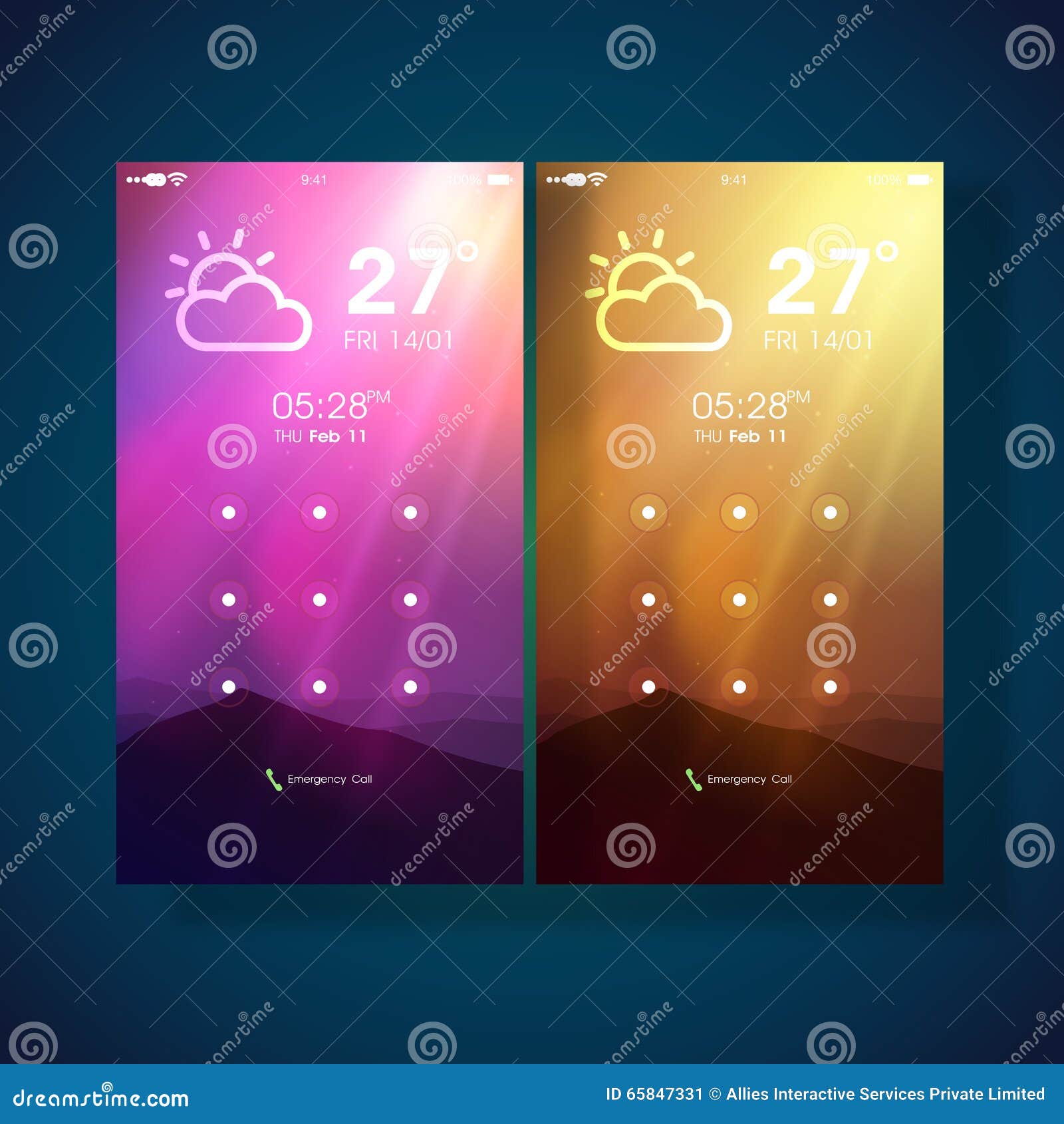 Mobile User Interface Screens with Weather Feature. Stock Illustration ...