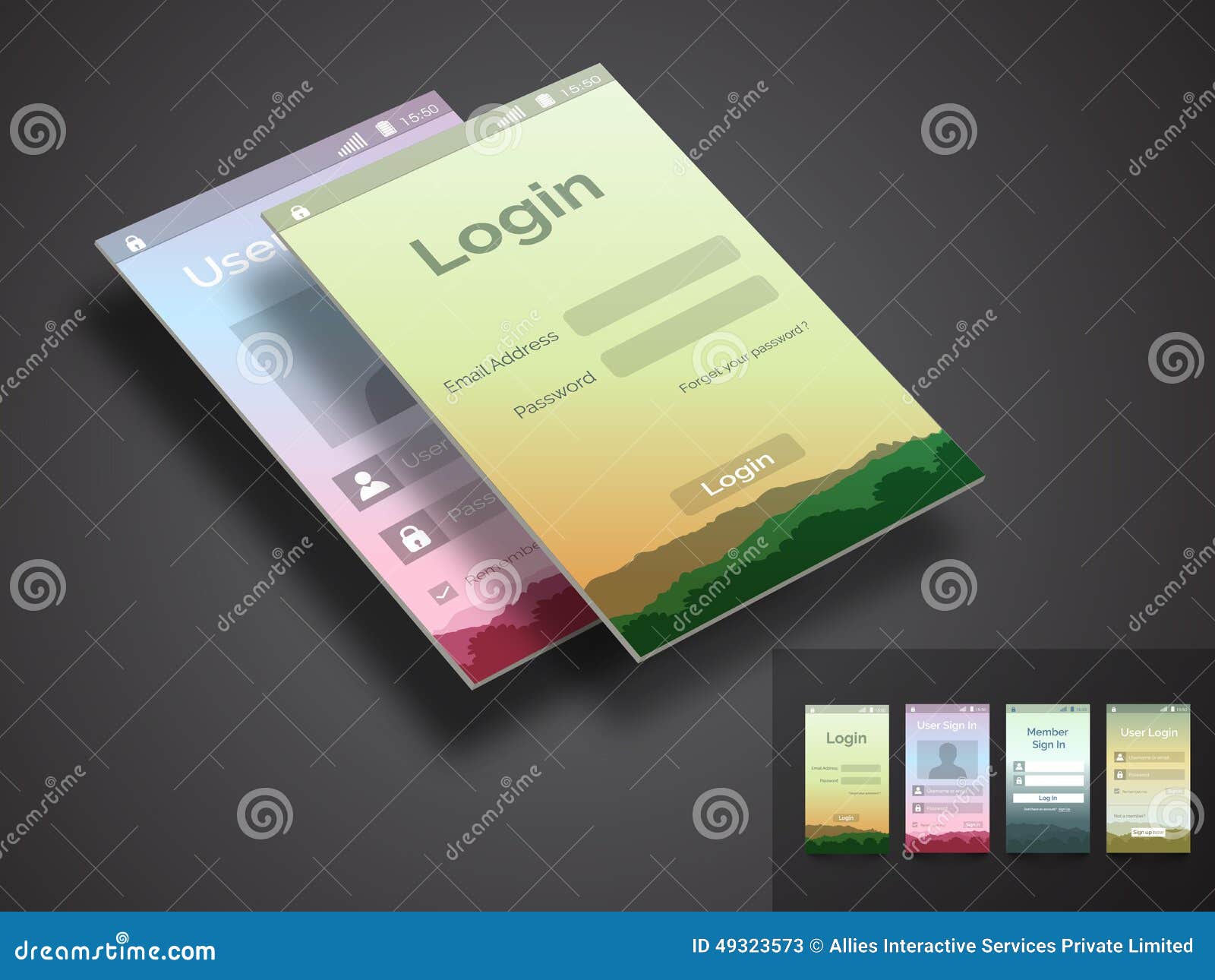 Mobile User Interface with Template for Login Application. Stock ...