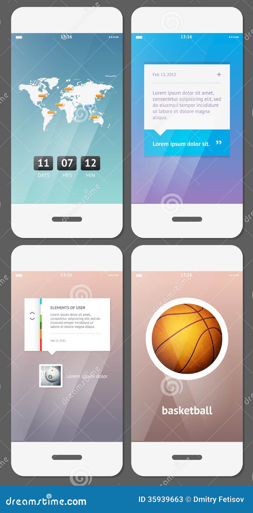 Mobile User Interface Template Stock Vector - Illustration of info ...