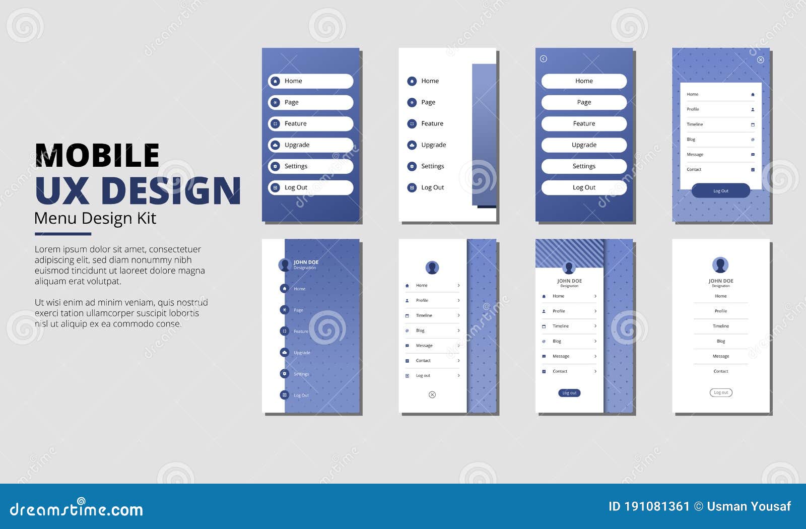 Mobile UX Design - Menu Design Kit Stock Vector - Illustration of ... Mobile UX Design - Menu Design Kit Stock Vector - Illustration of ...