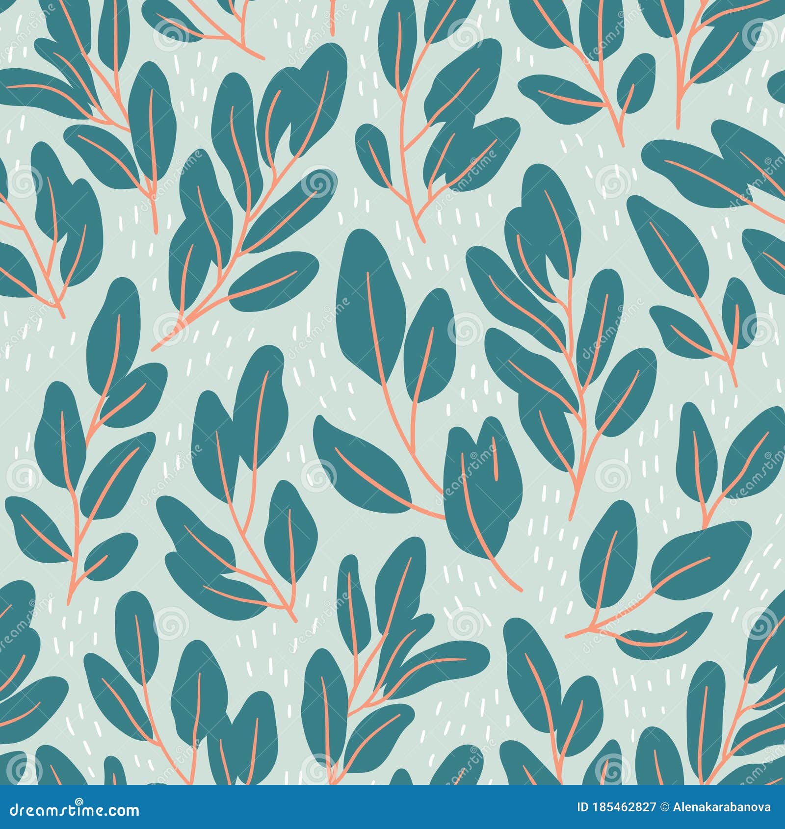 Vector Hand-drawn Seamless Background with Foliage. Foliage Endless ...