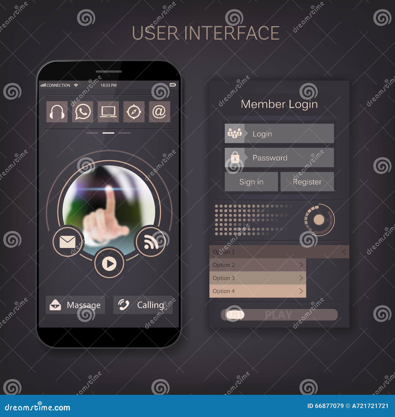Mobile Vector User Ui Kit Form Interface. for Web Page, Site Bar, Art ...