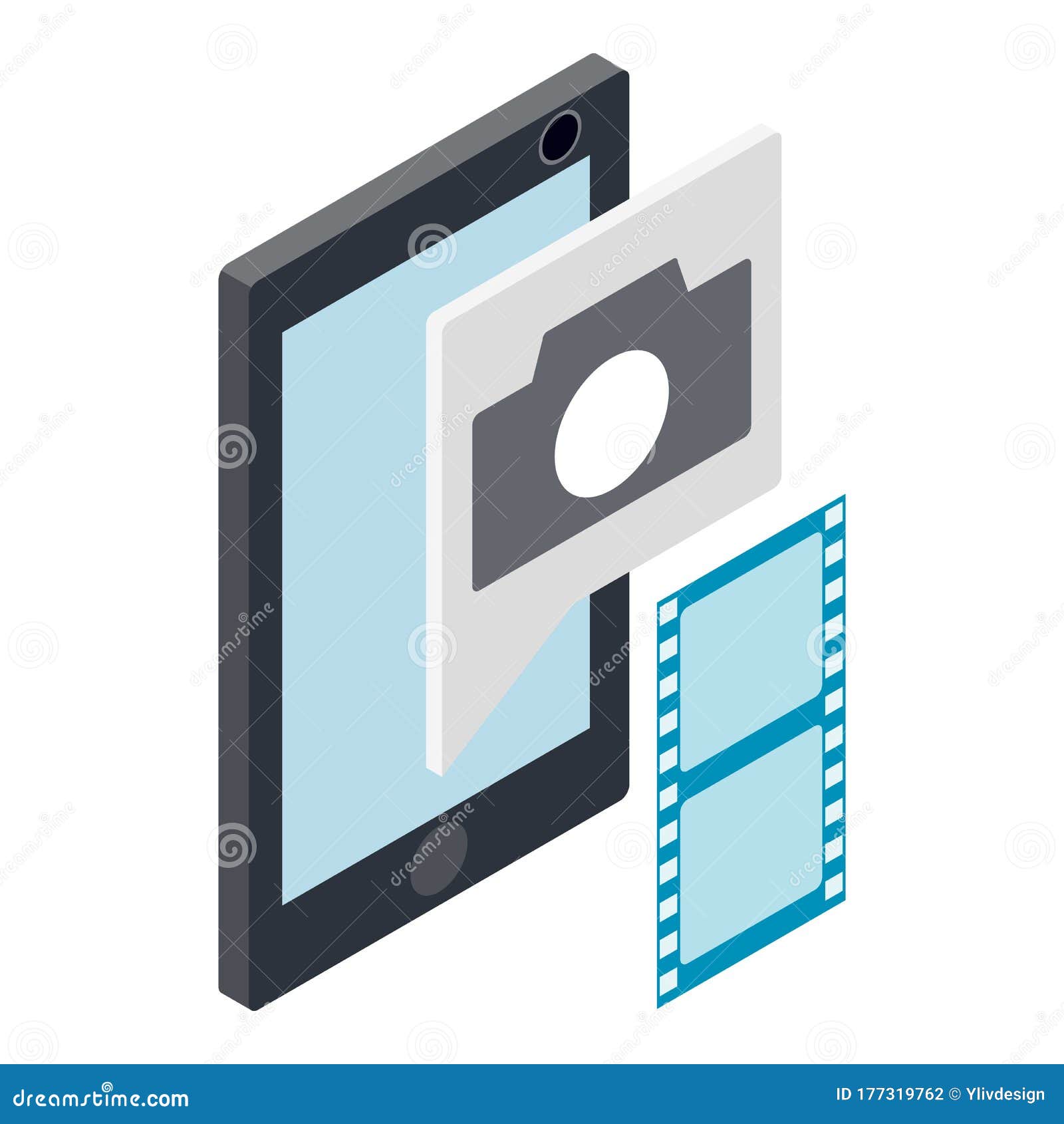 Mobile Video Icon, Isometric Style Stock Vector - Illustration of icon ...