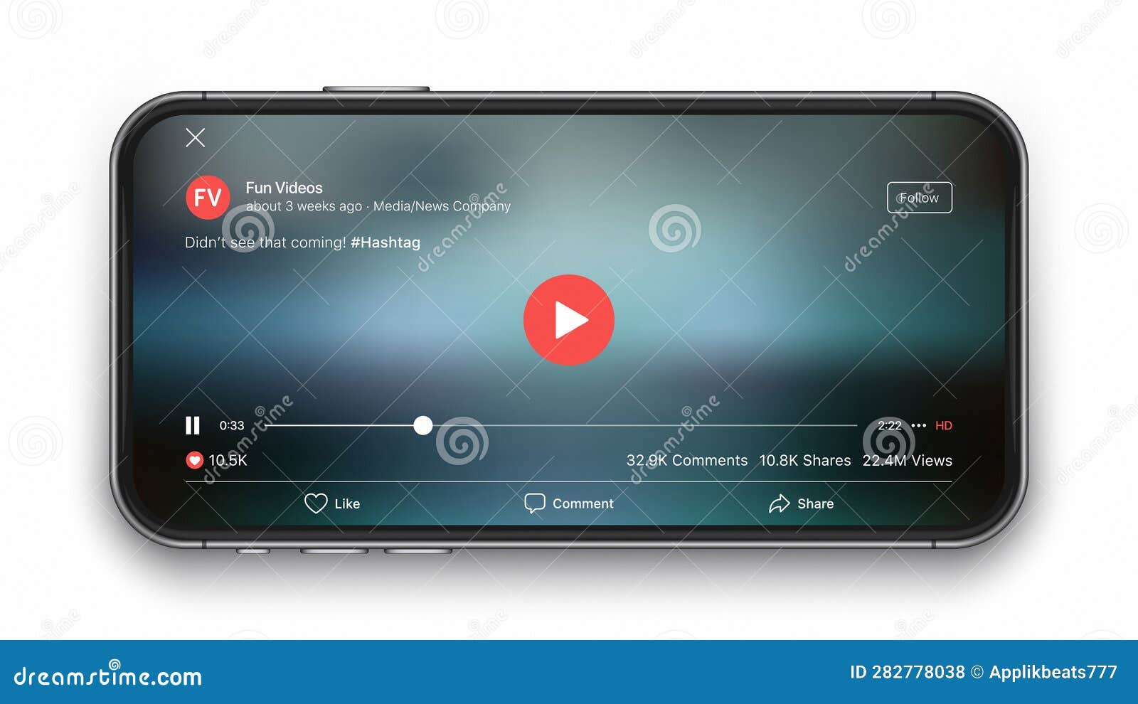 Mobile Video Player Vector UI Concept for Social Network on Smartphone ...