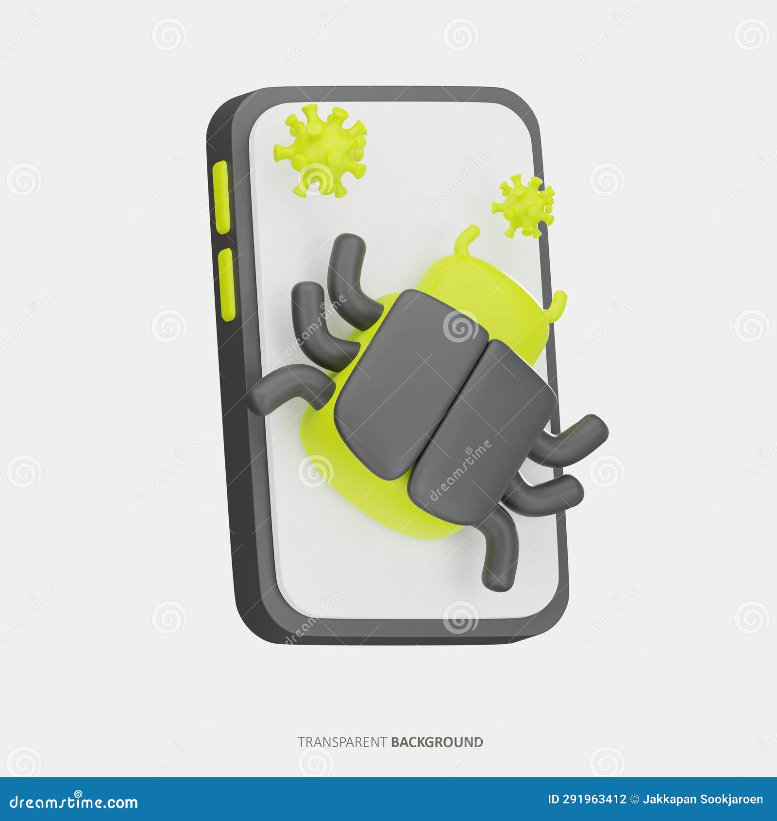 Mobile Virus 3D Illustration Transparent Background Stock Photo ...