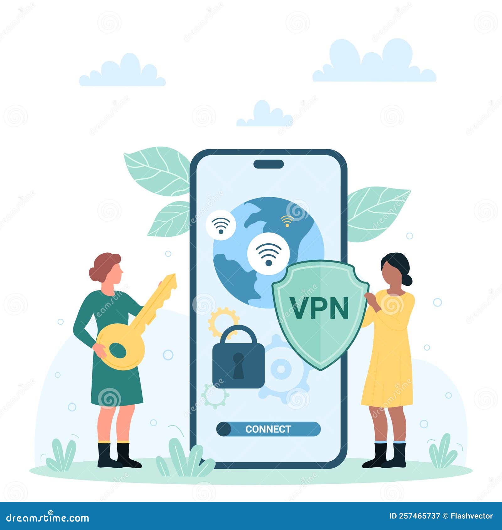 Mobile VPN Service, Data Protection, Tiny People Holding Key To Lock on ...