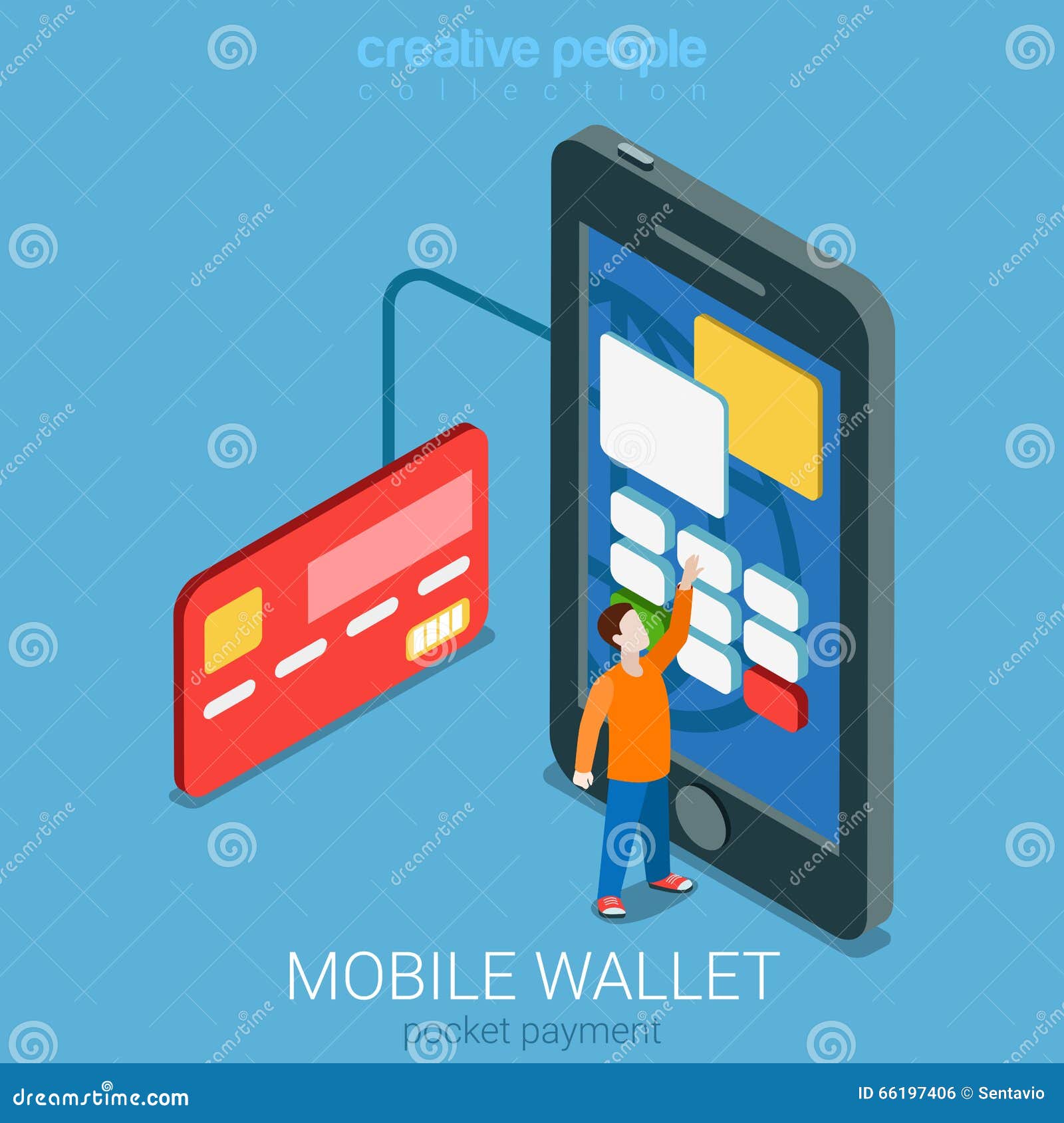 Mobile Wallet Payment Transaction Flat 3d Vector Isometric Stock Vector ...