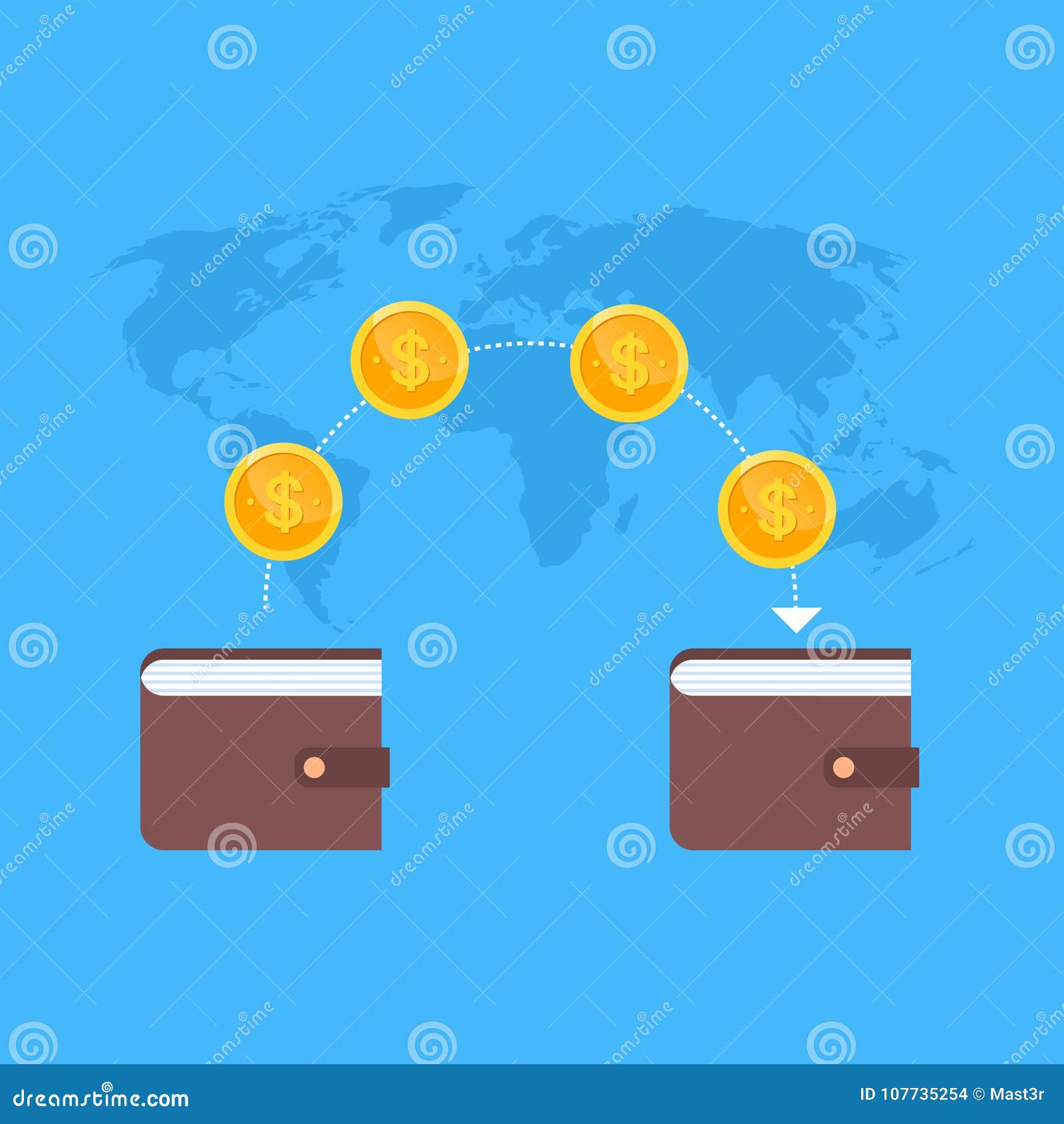 Mobile Wallet World Map Background Digital Money Transaction and E ...