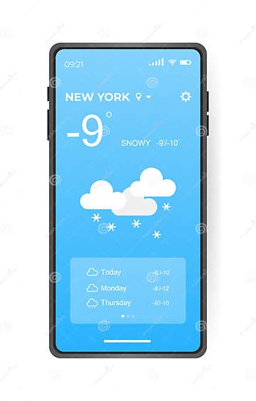 Mobile Weather App Interface Design Gui Elements For Weather Forecast Mobile App Realistic